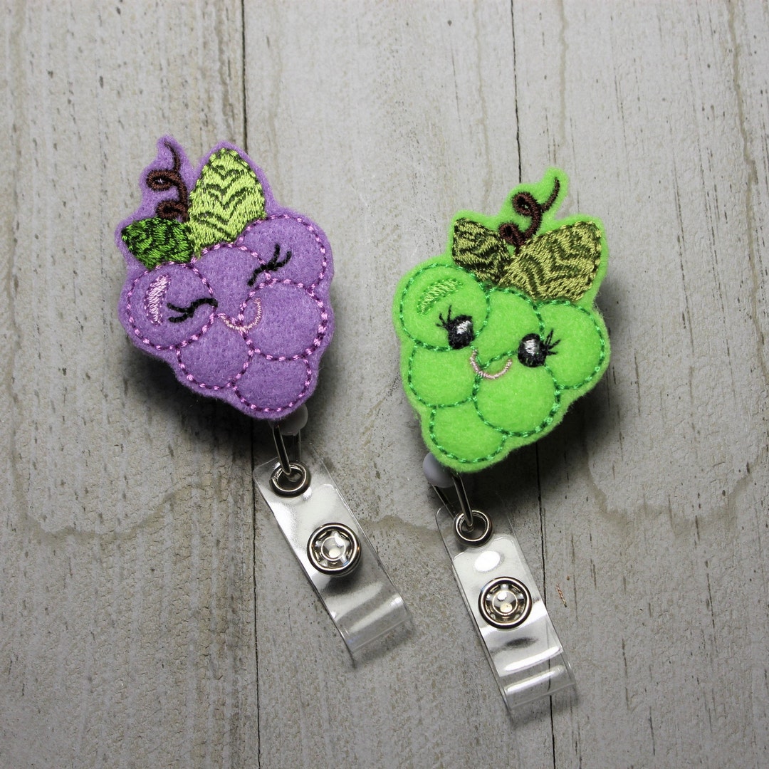 Grapes Retractable ID Badge Holder, Purple and Green Grapes Name Tag ...