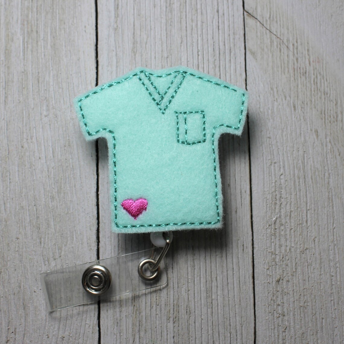 Scrub top badge holder with retractable reel scrub top with | Etsy
