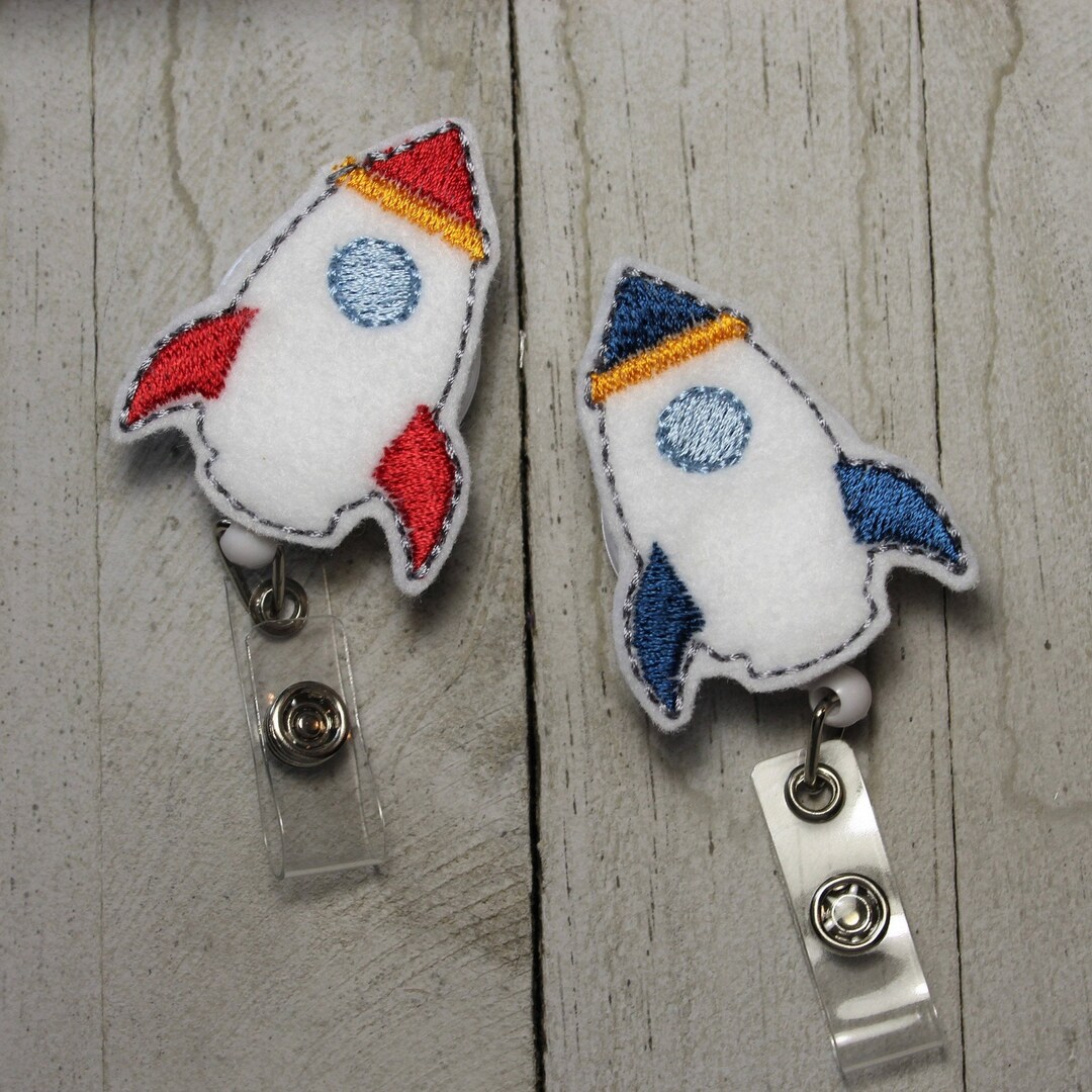 Rocket Ship Retractable Name Badge Holder, Space Ship ID Tag Clip - Etsy