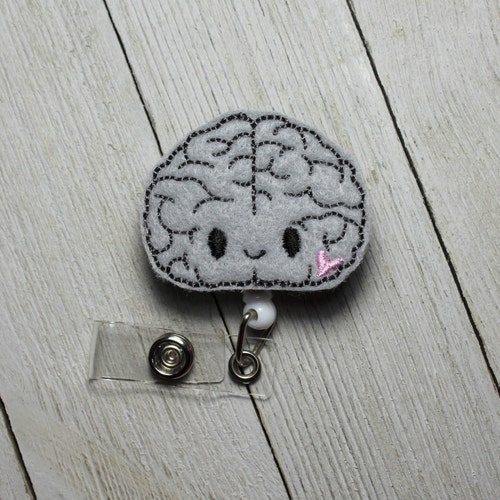 Brain Badge Holder Brain Lanyard Brain Clip Gray Matter - Etsy