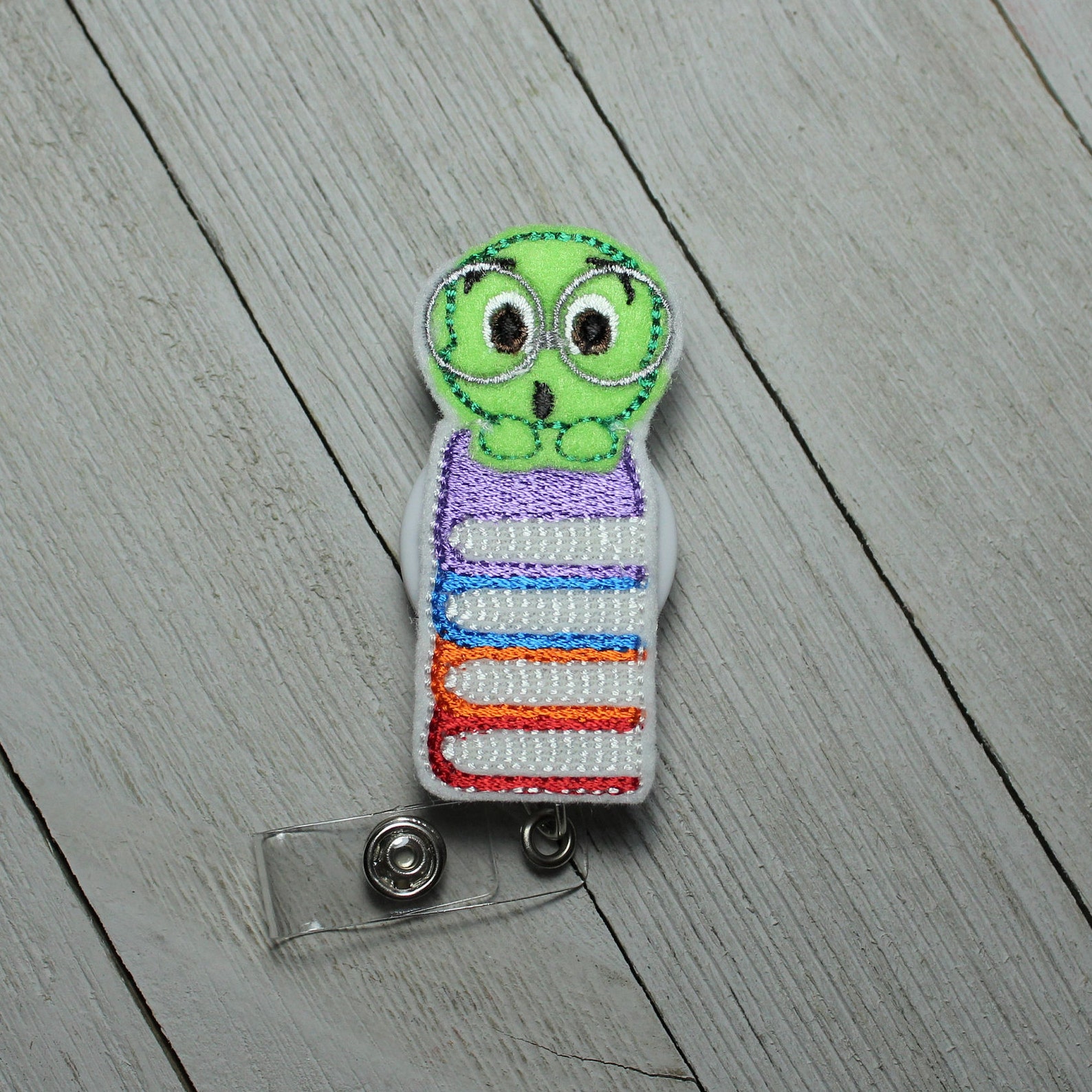 Bookworm Badge Holder With Retractable Reel, Book Lover Badge, Book ID ...