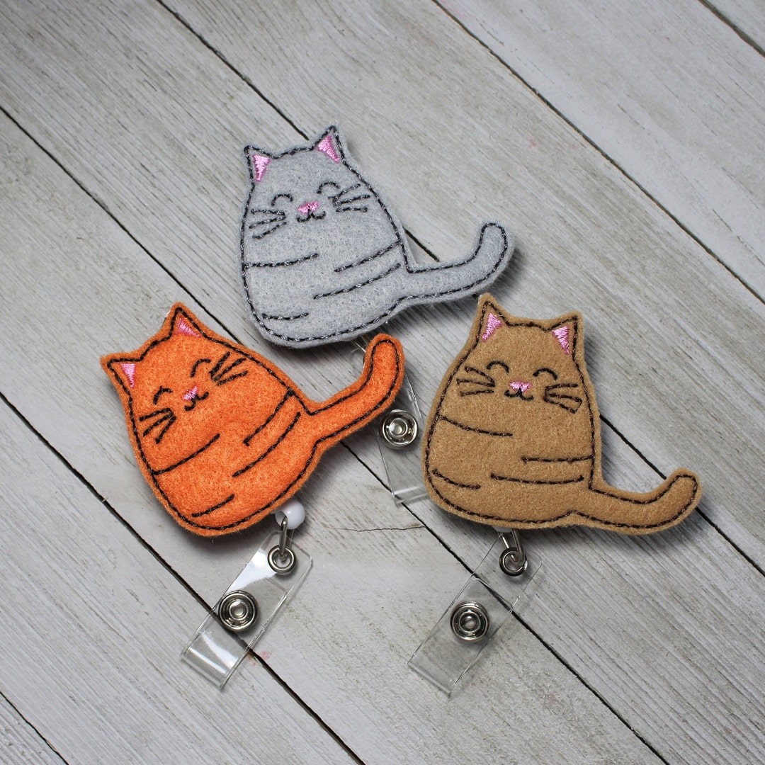 Tabby Cat Retractable ID Badge Holder, Badge Holder Animal, Kitty ID ...