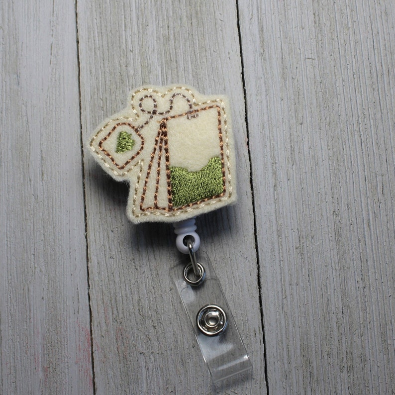 Tea Badge Holder With Retractable Reel Green Tea Bag ID - Etsy