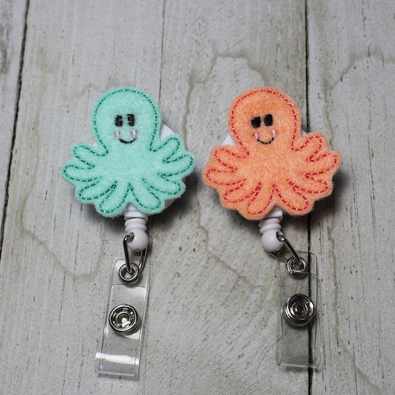 Octopus Retractable Name Badge Holder Ocean Badge Holder Sea | Etsy