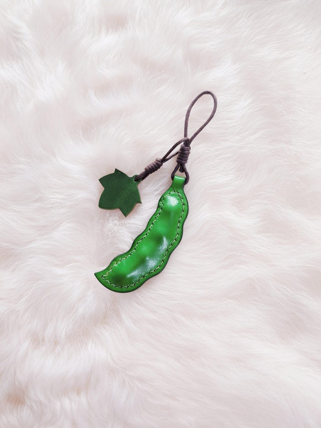 Bean Leather Keychain, Peas Leather Key Fob, General Leather Keychain ...