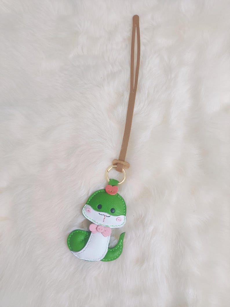 Leather Bag Charm~ Snake Genuine Goat Leather Keychain #25010802 - Etsy