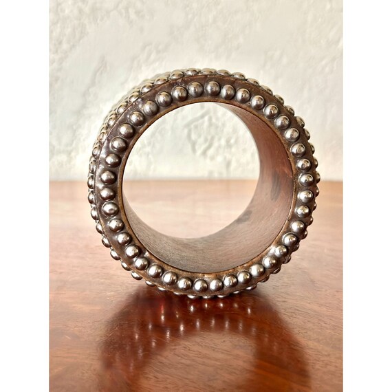 Extra Large Silver Studded Solid Wood Bangle In Good … - Gem
