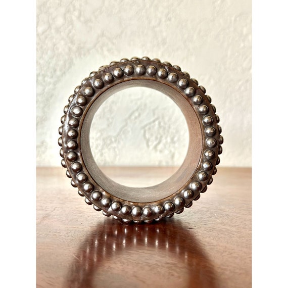 Extra Large Silver Studded Solid Wood Bangle In Good … - Gem