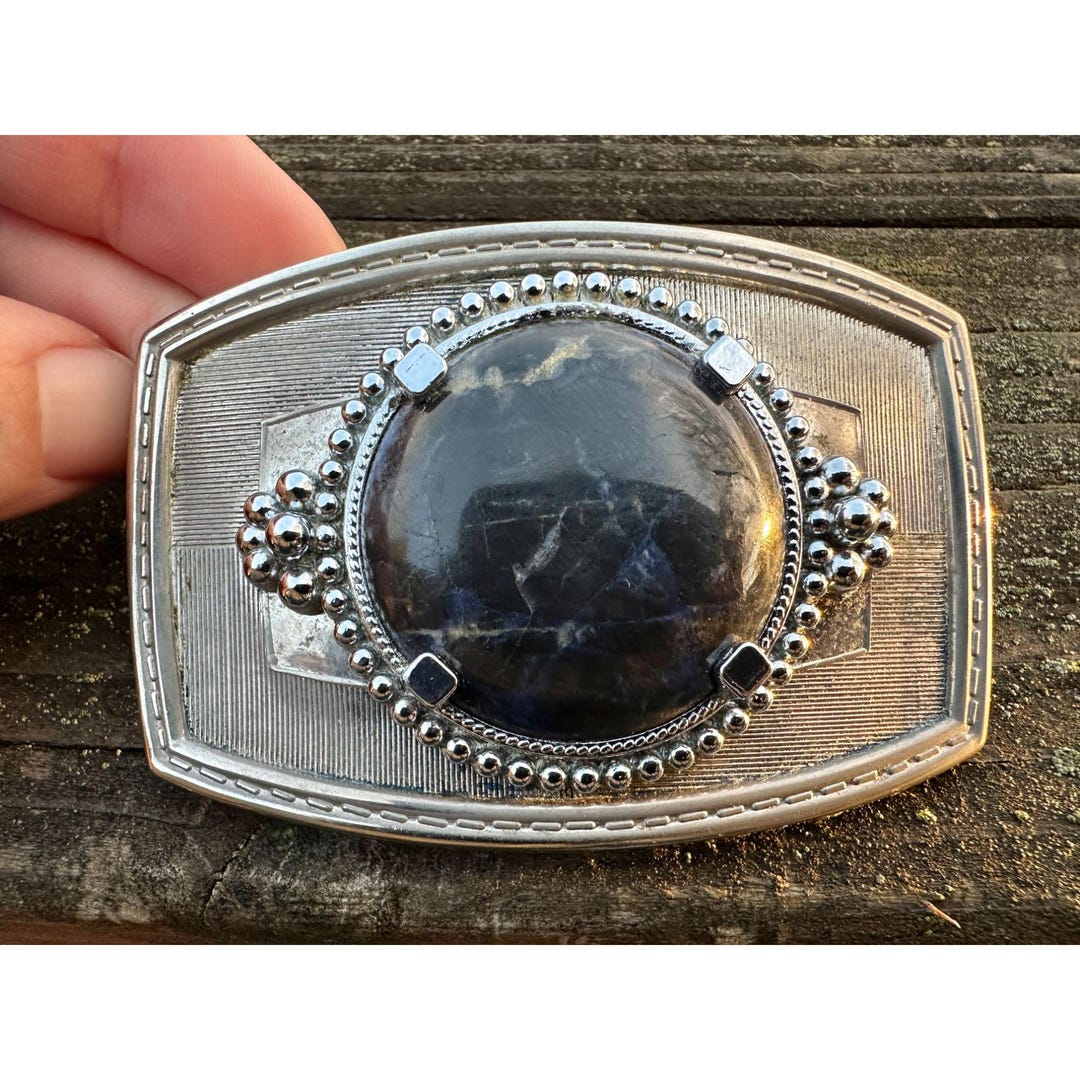 Vintage 1960s Gemstone Silver Belt Buckle in as is Condition / Vintage ...