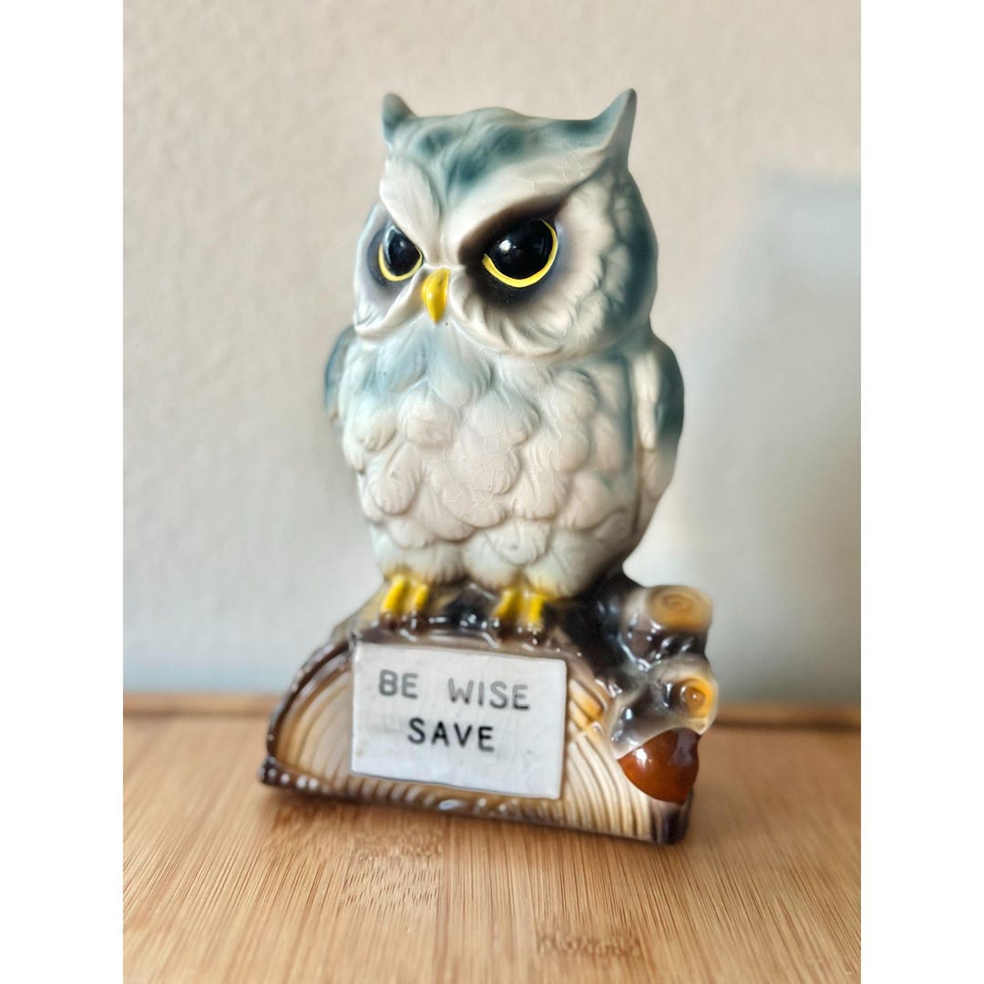 Vintage 1950s Ceramic Owl Coin Bank: Retro Decor, Made in Japan - Etsy