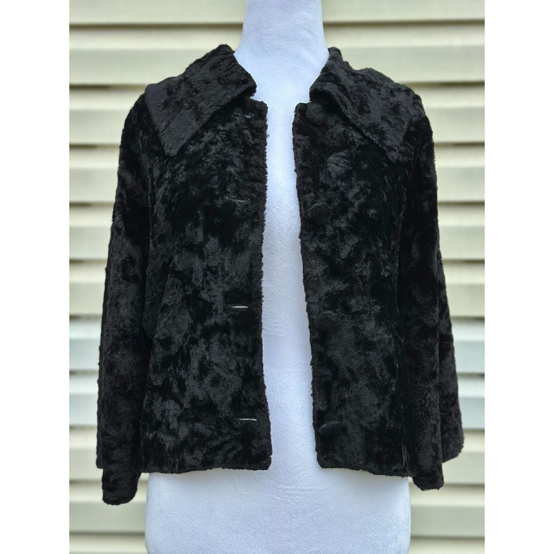 Vintage 1960s 3 4 Sleeve Black Evening Jacket in Crushed Velour With ...