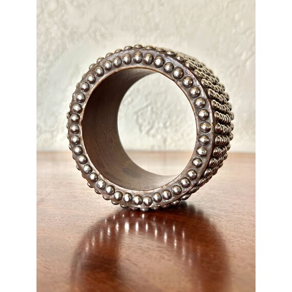 Extra Large Silver Studded Solid Wood Bangle In Good … - Gem