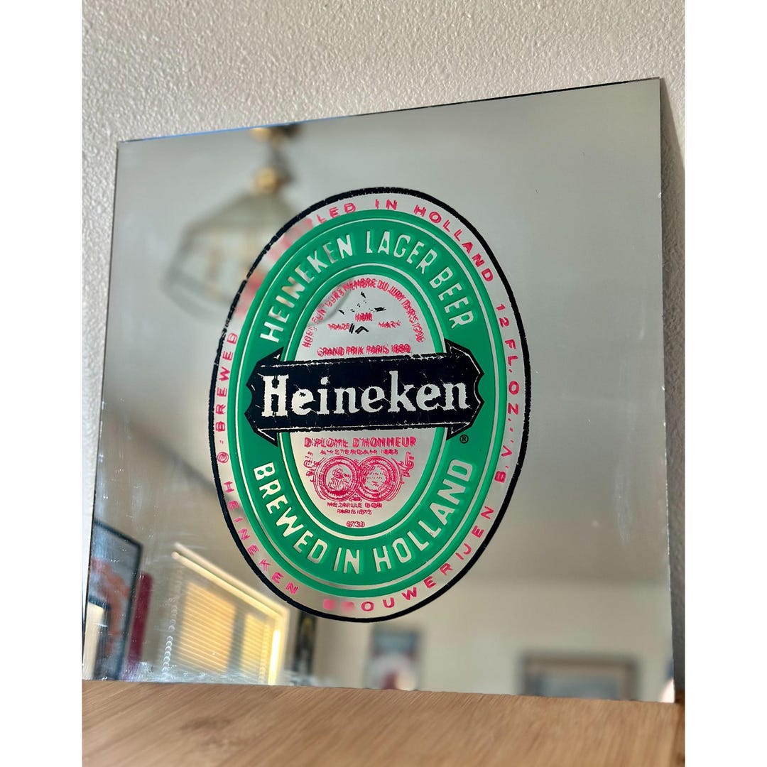 Vintage Mid Century Heineken Beer Mirror Sign - Holland Lager (12x12 ...