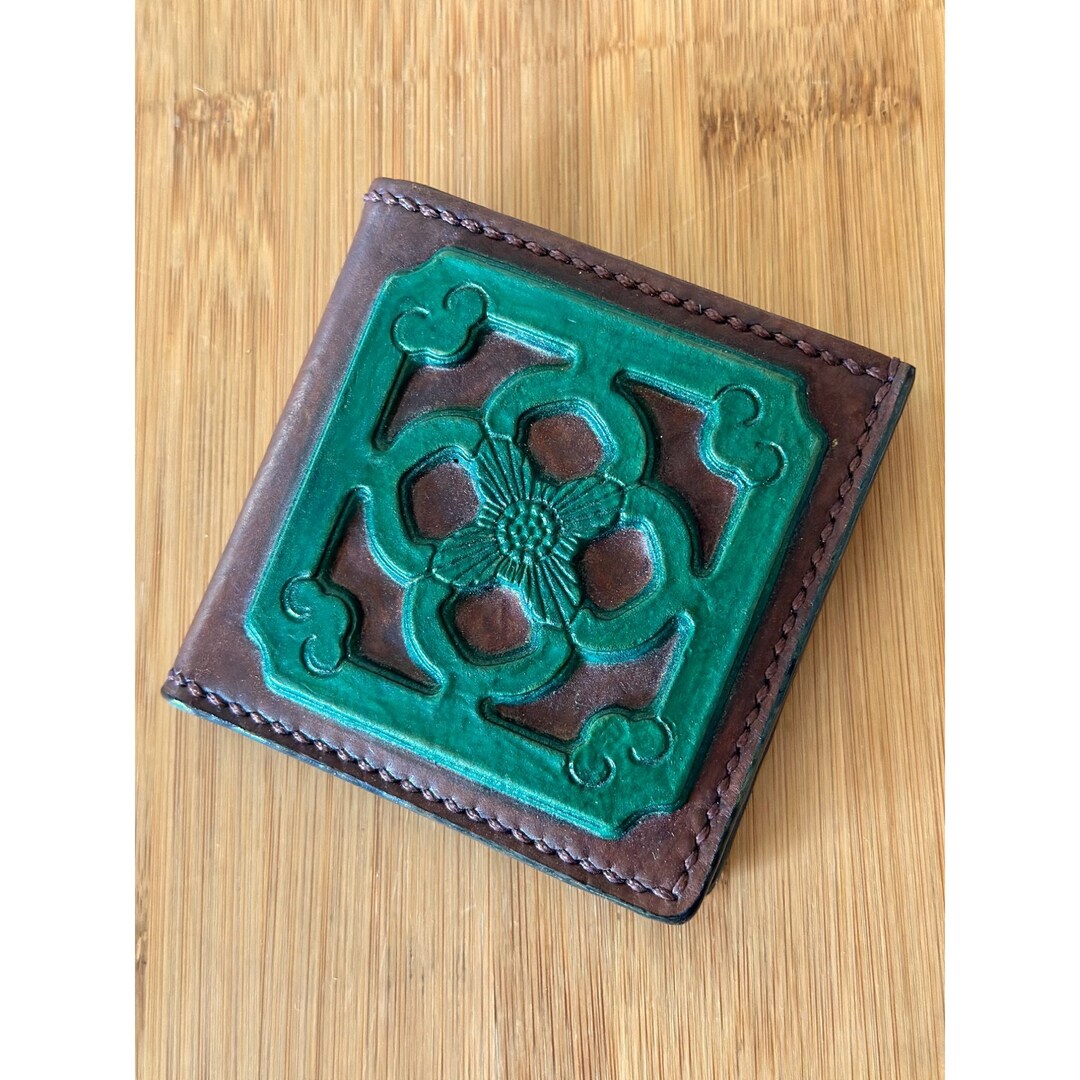 Jade Tile Leather Bifold Wallet by Yokto Leather Art / Tiki Wallets ...