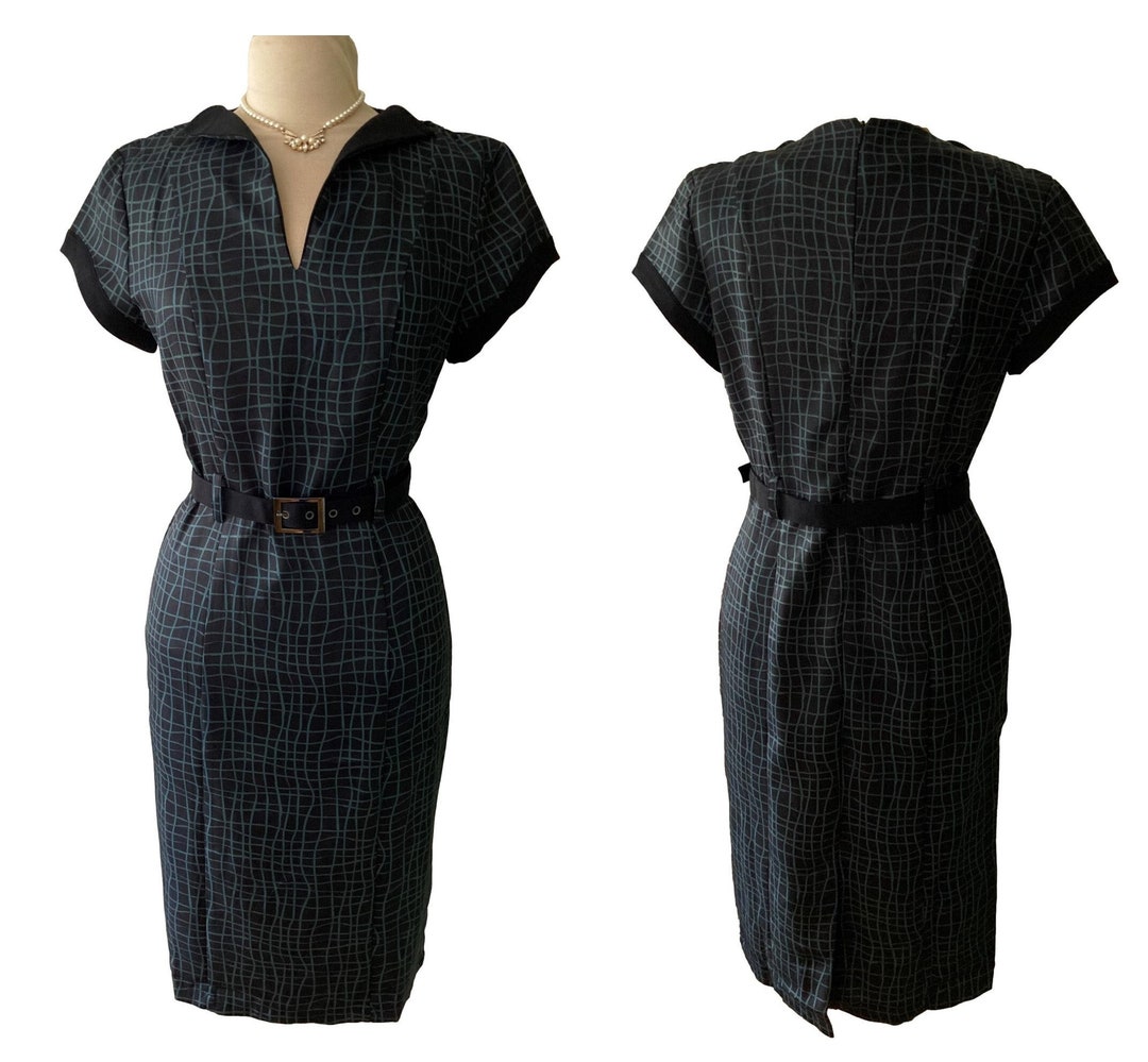 Plus Size 50s Black Green Curve Vintage Pencil Wiggle Dress True to ...