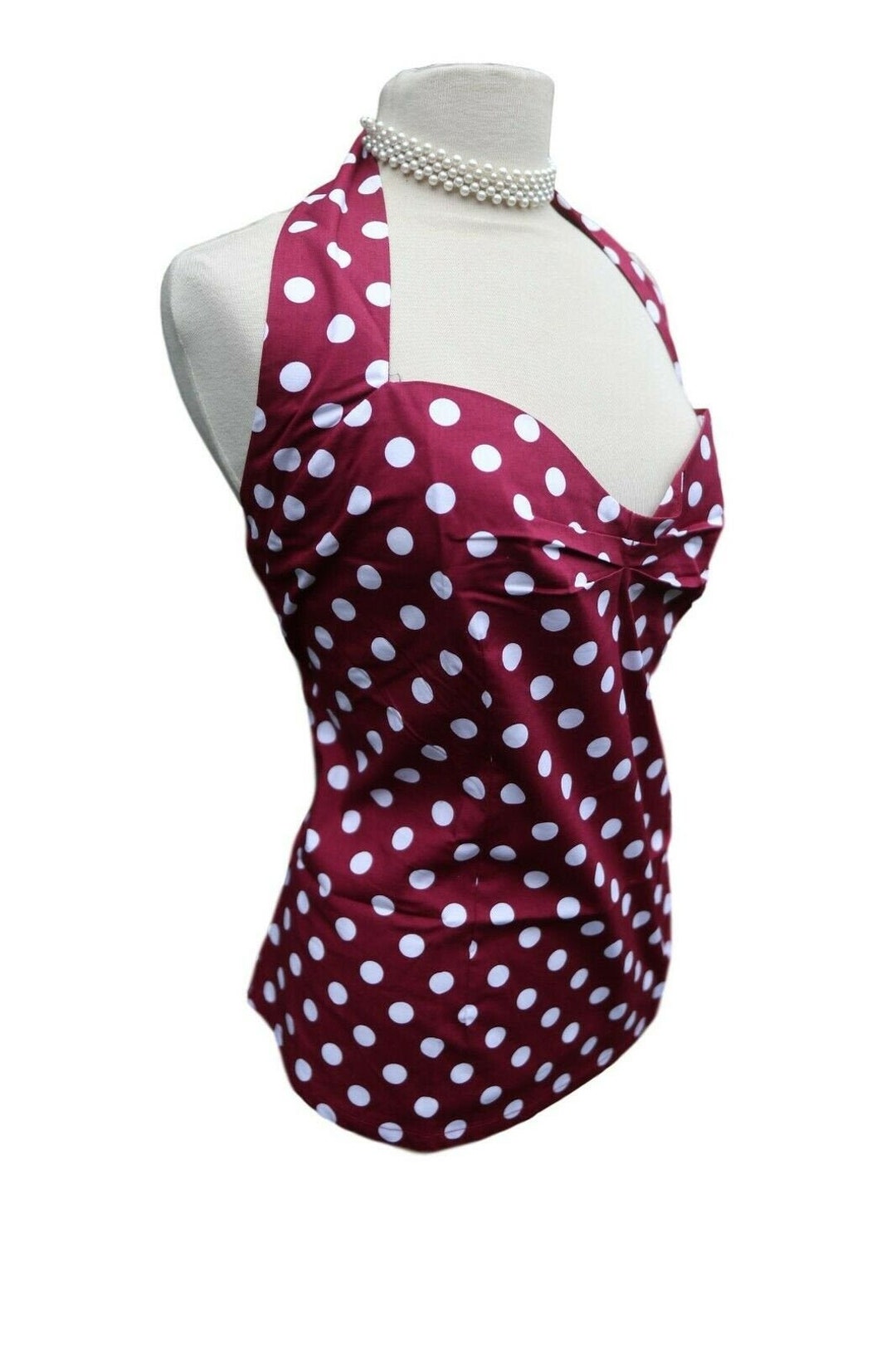 Size 24 Plus Size 50s Inspired Red Polkadot Top Spotty Vintage Blouse ...