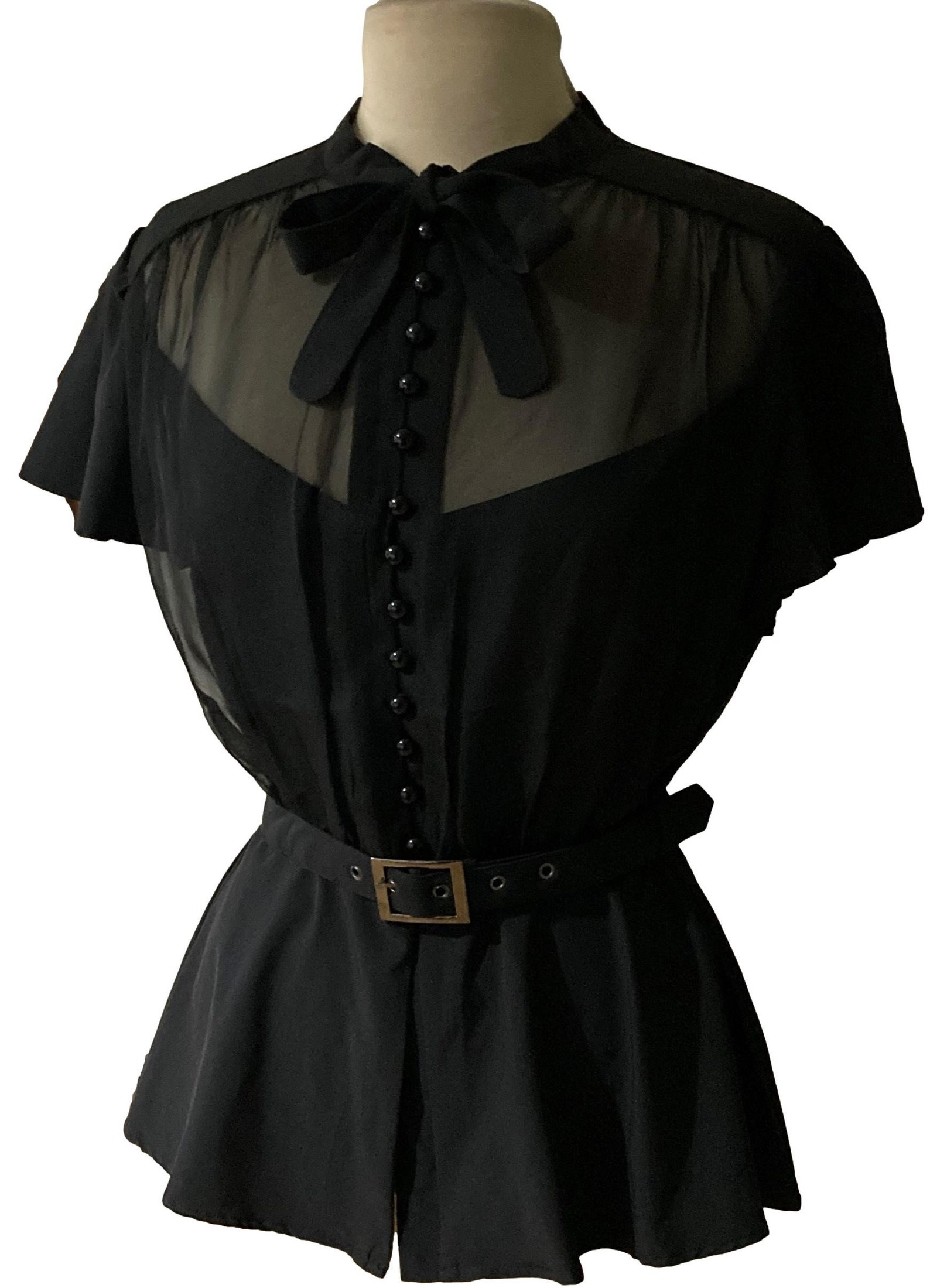 Black Blouse Pussy Bow Gothic Steampunk Victorian Governess - Etsy