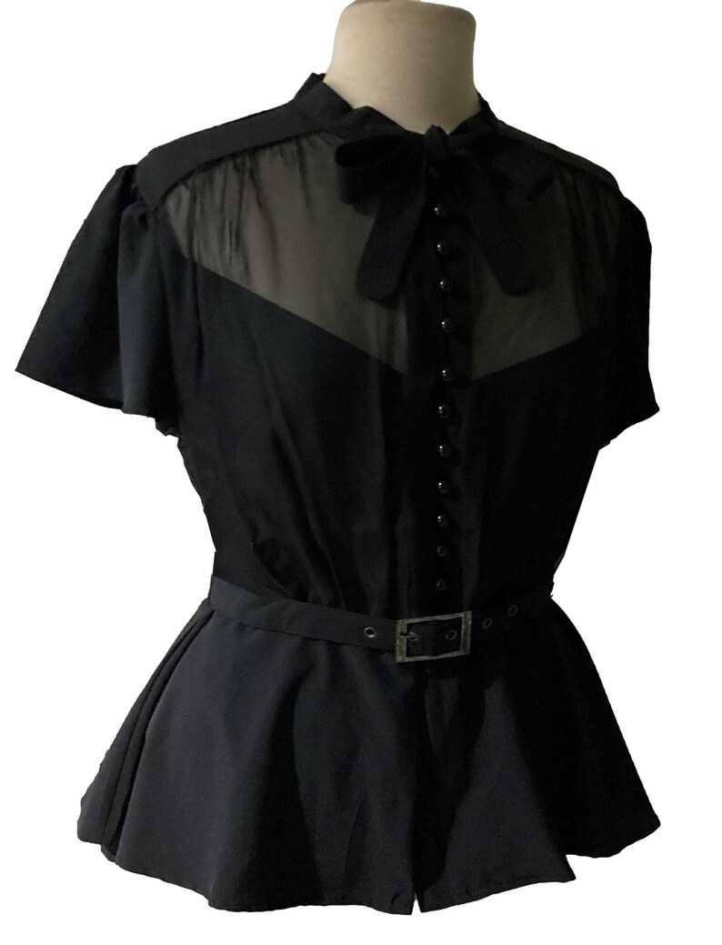 Black Blouse Pussy Bow Gothic Steampunk Victorian Governess | Etsy