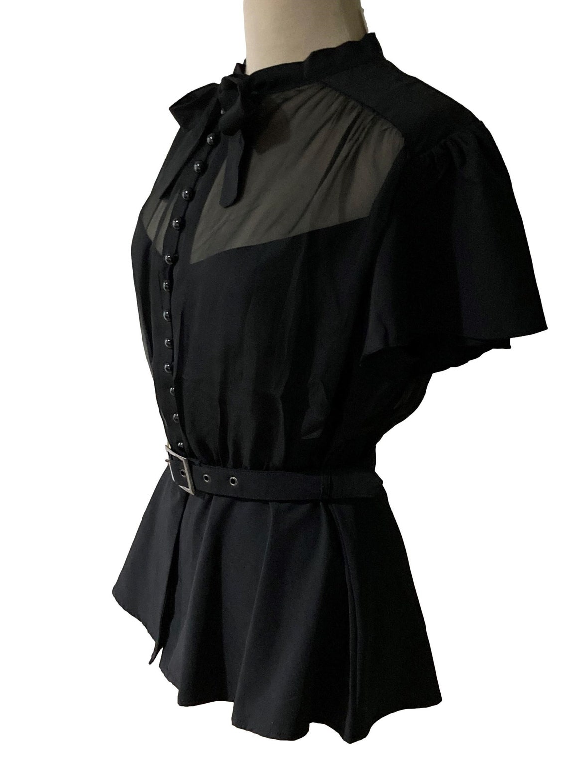 Black Blouse Pussy Bow Gothic Steampunk Victorian Governess | Etsy