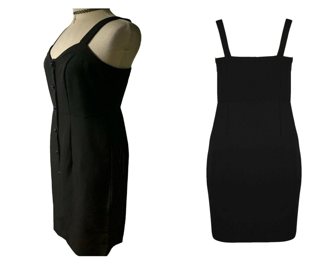 Plus Size Black Pencil Dress, Button-front Strappy Mini - Etsy