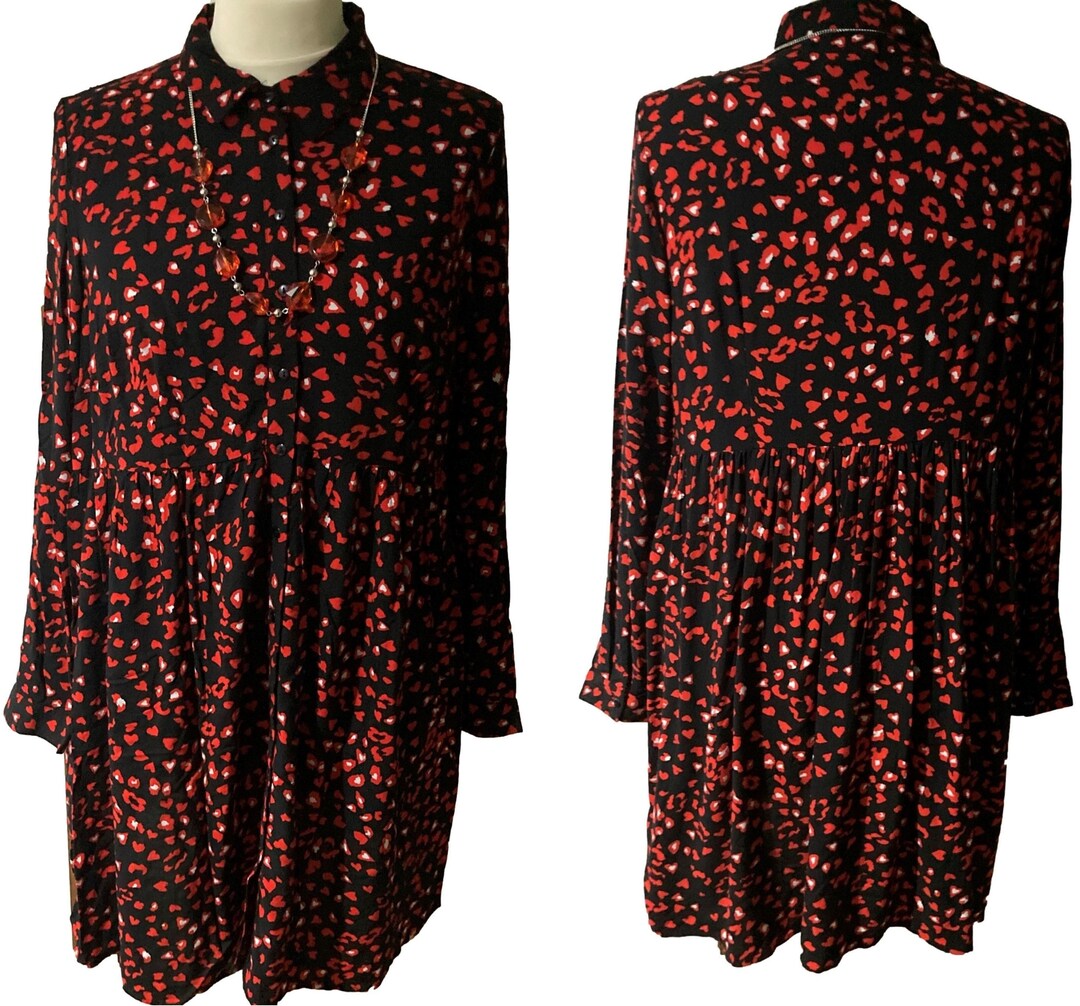 Plus Size Black Shirt Dress Loose Smock Style UK 16 18 20 24 - Etsy