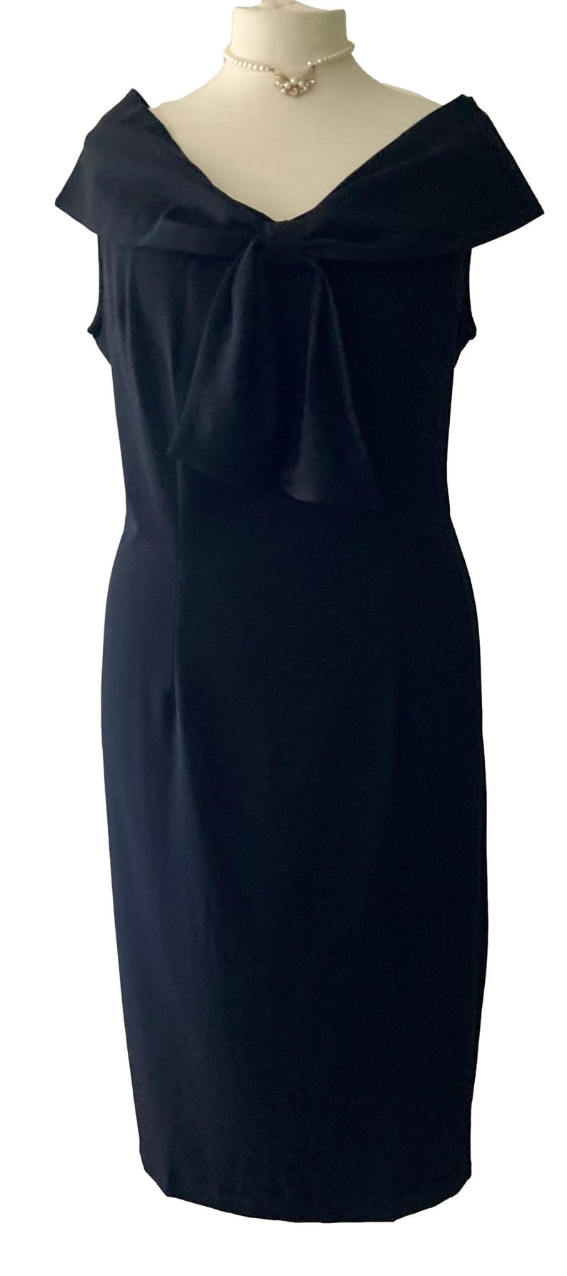 Plus Size 50s Style Black Pencil Vintage Collar Dress 1950s UK 22 24 26 ...