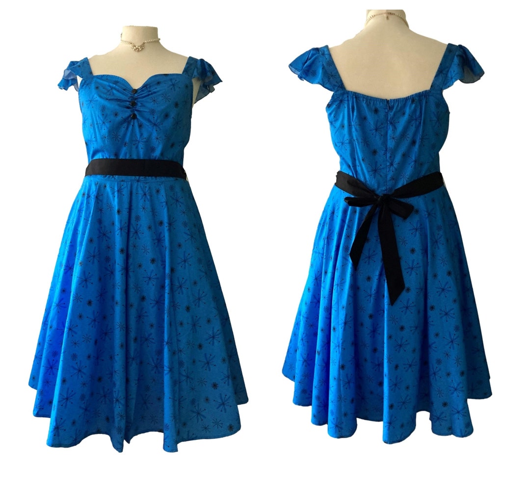 Blue Astro Print 50s Swing Dress, UK 14, Retro Rockabilly Style - Etsy