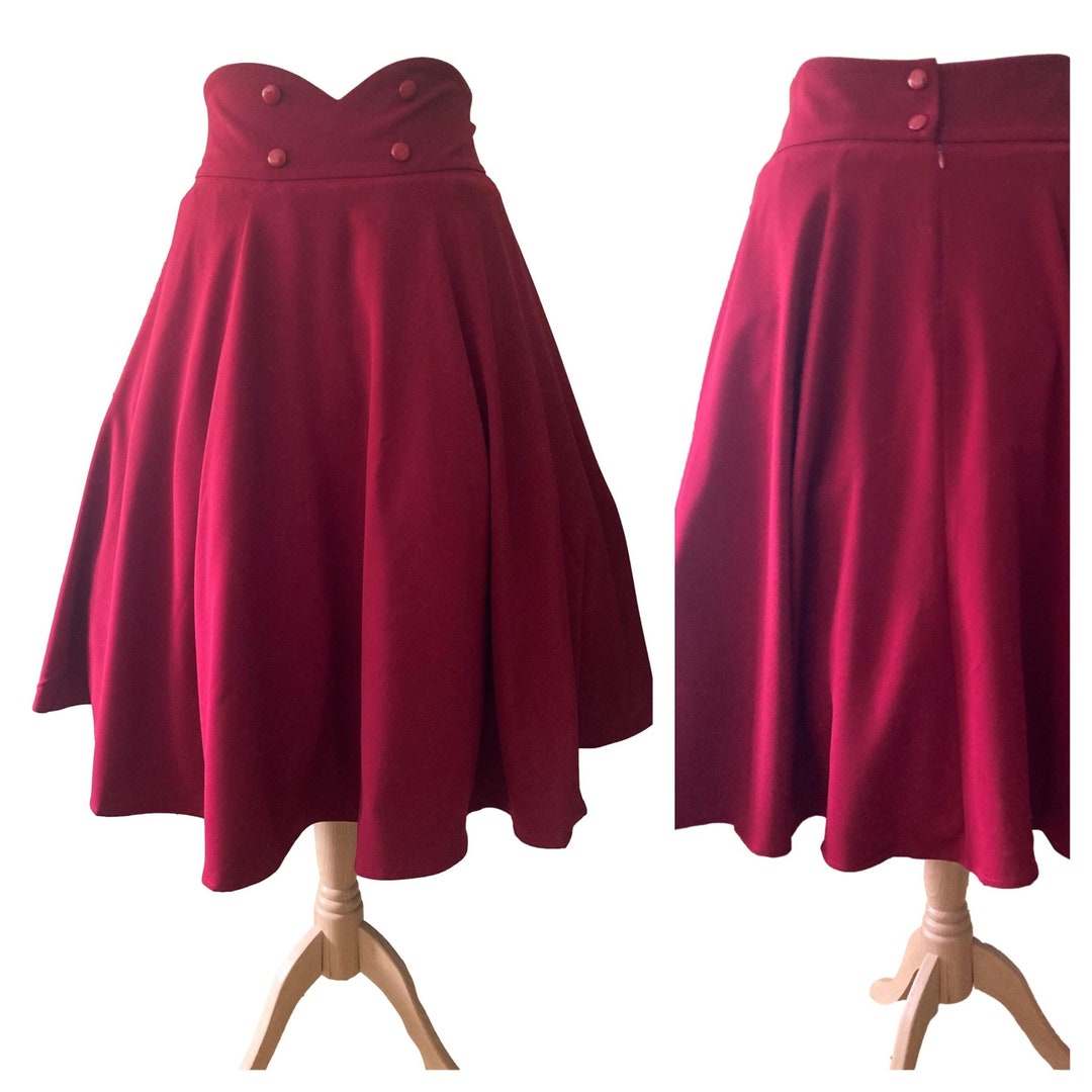 Plus Size Red Swing Skirt: 1950s Rockabilly Style - Etsy