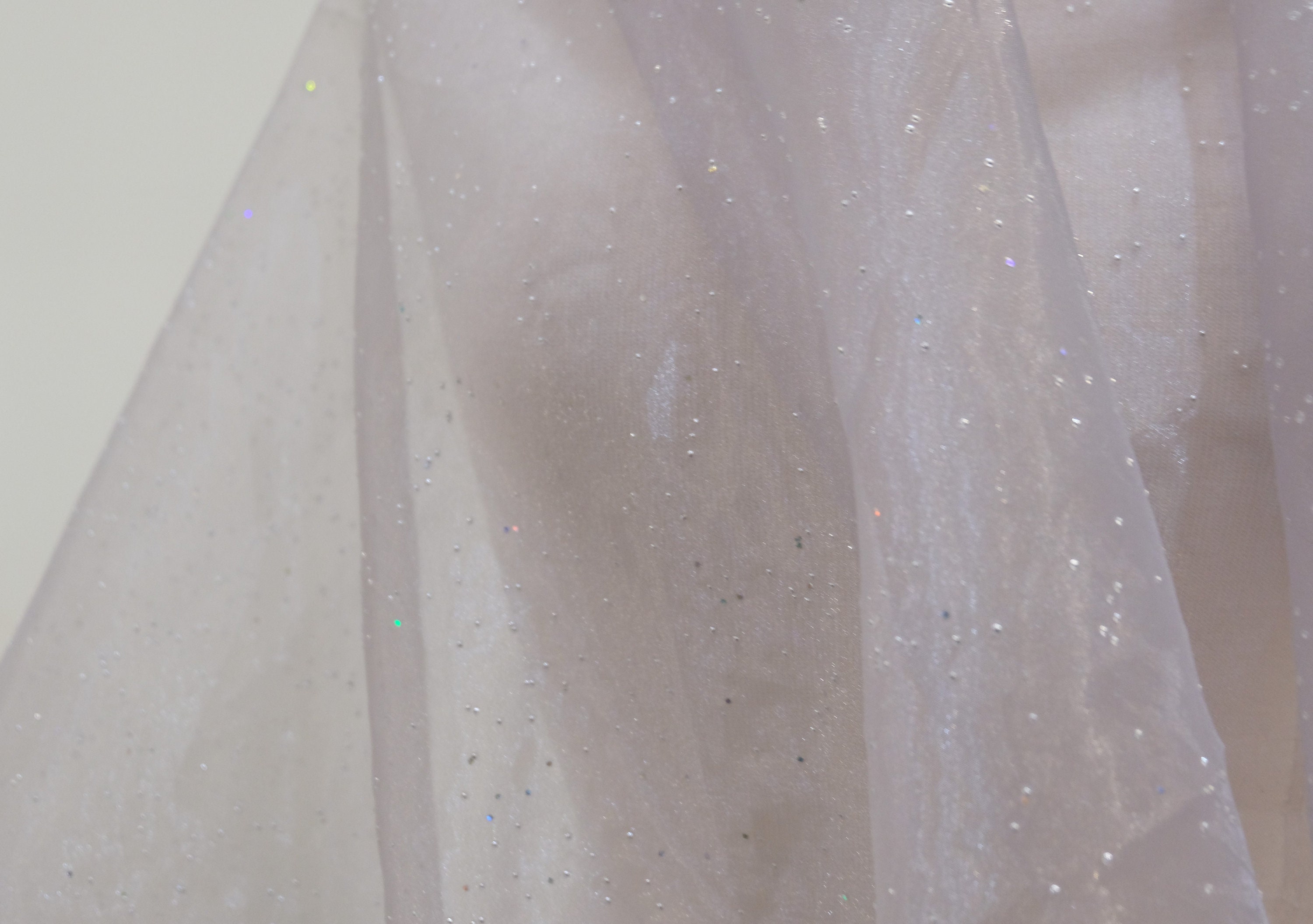 1990's Vintage Sheer Silver Synthetic With Iridescent Beads Fabric 3 ...