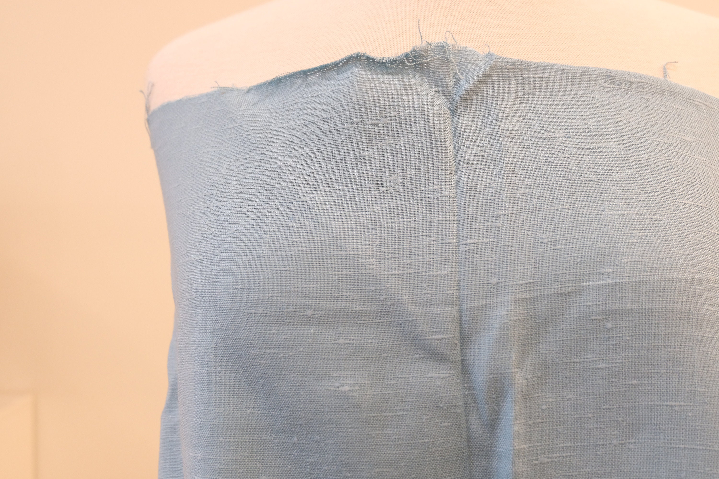 1960's Vintage Aqua Blue Slubbed Texture Woven Rayon Linen White ...