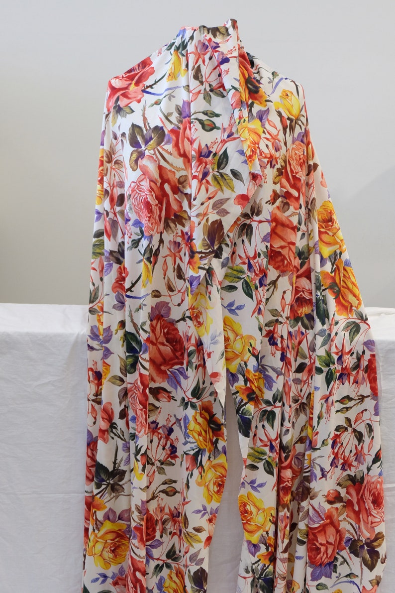 1970's Vintage Amazing Large Rose Print Slinky Polyester Knit Dress ...