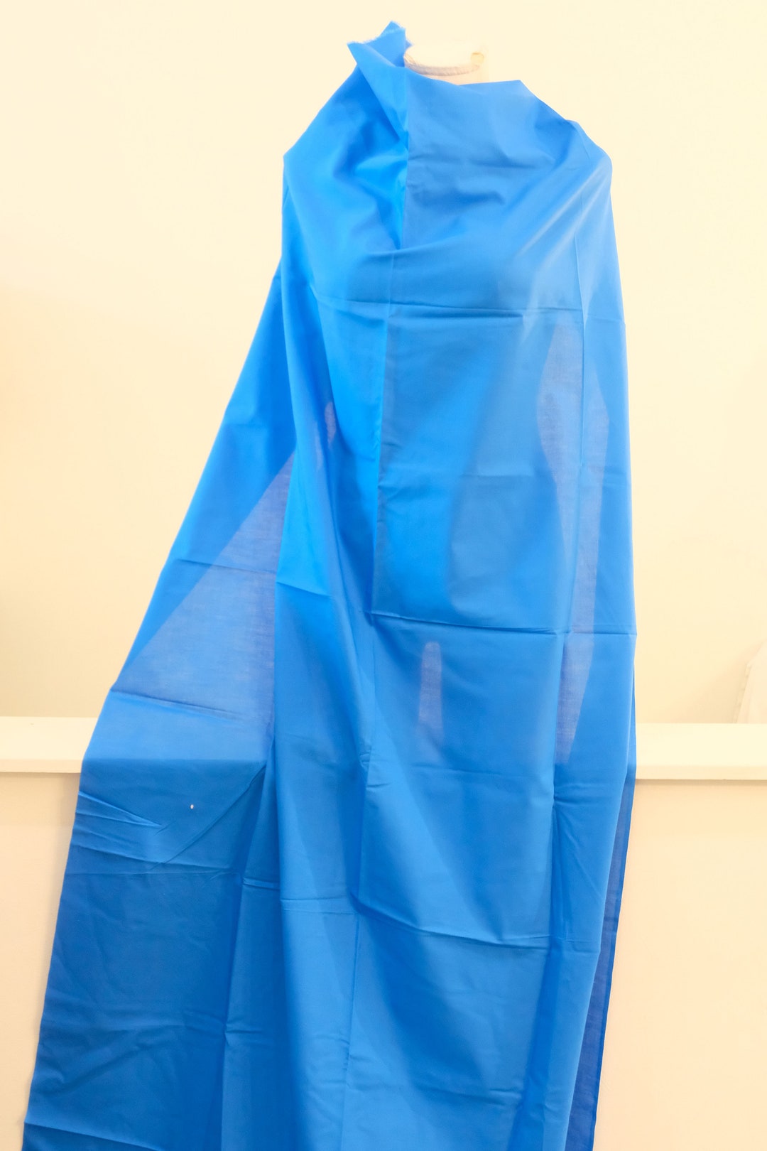 1960's Vintage Electric Blue Bright Cotton Percale Fabric 112" Long by ...
