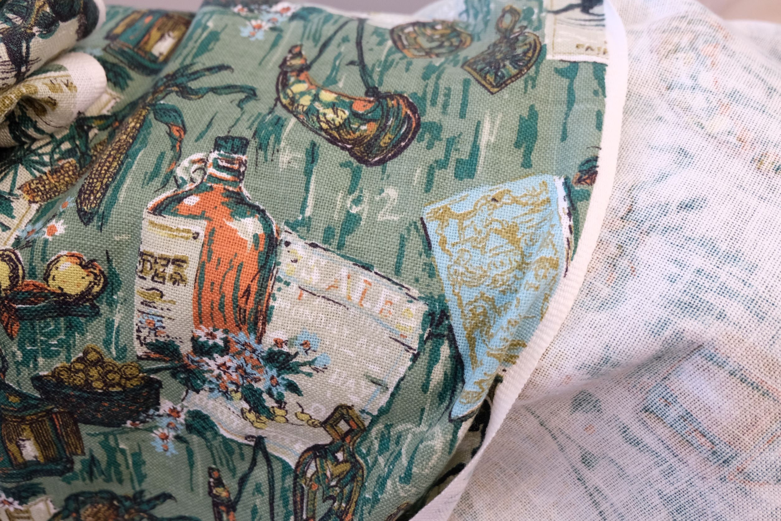 1960's Vintage Green Horse Theme Butcher Cloth Cotton / - Etsy