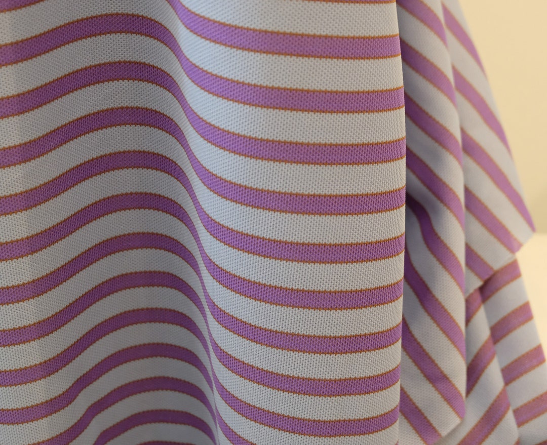 1970's Vintage Polyester Purple and Blue Striped Fabric Horizontal ...