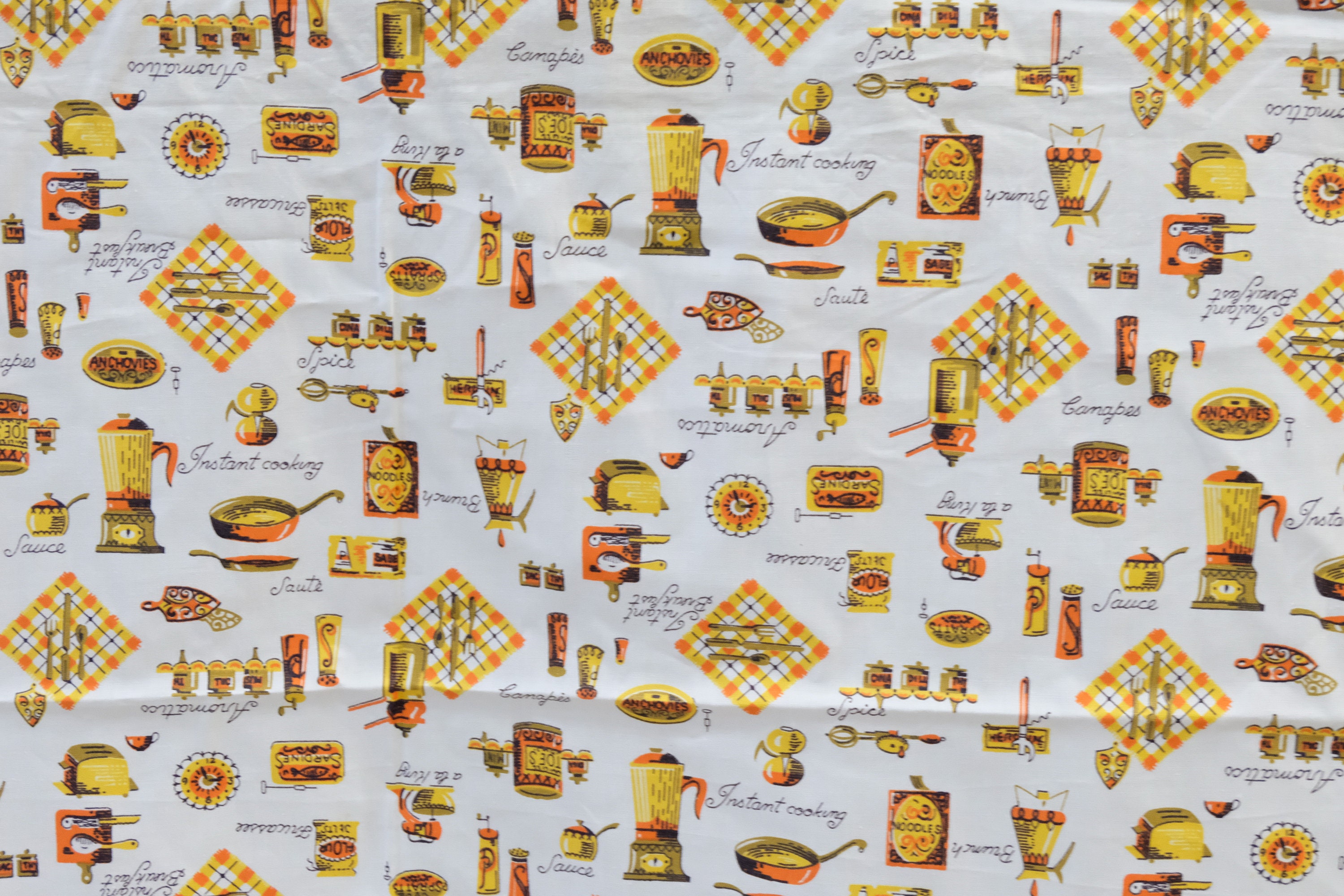 1960's Vintage Novelty Kitchen Print Patterned Cotton - Etsy
