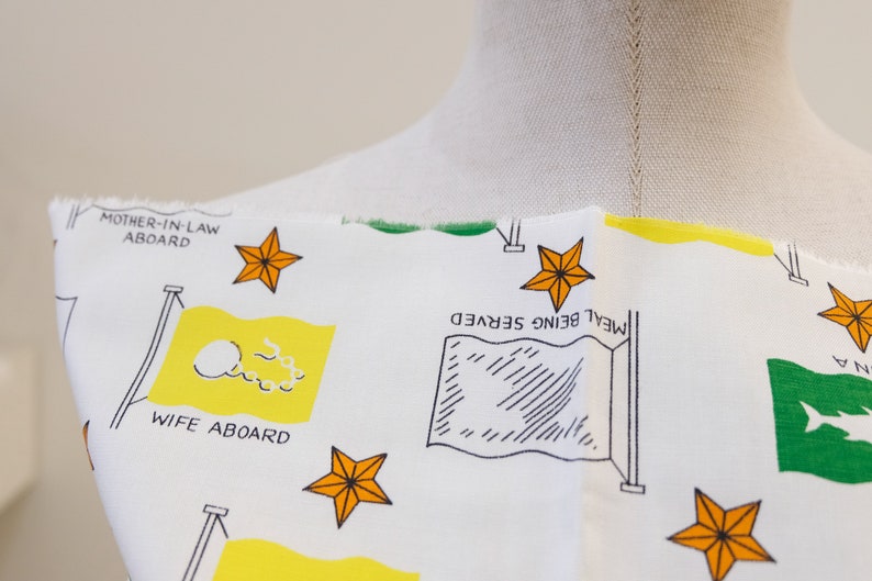 1960's Vintage Nautical Theme Novelty Print Humorous Flags | Etsy