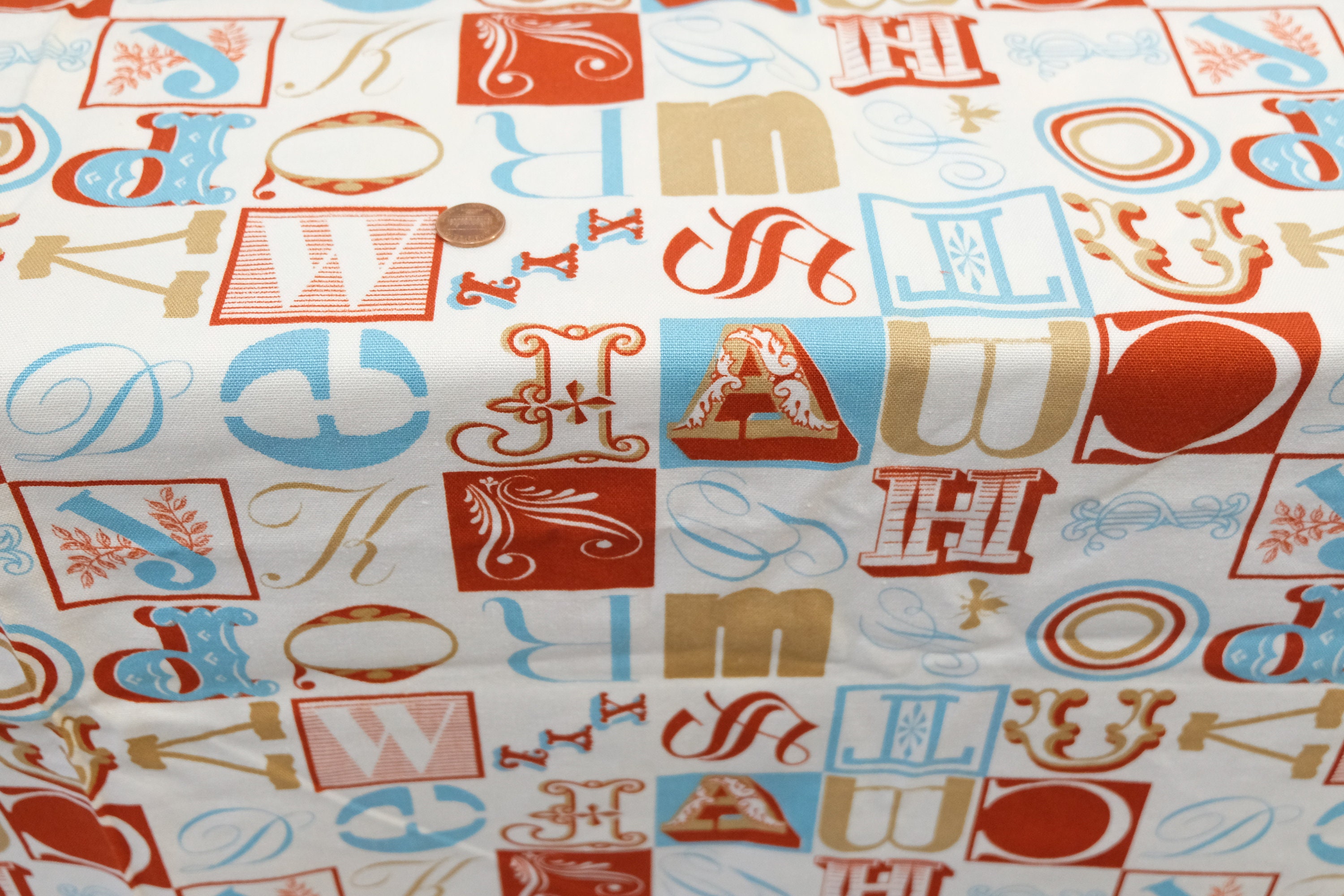 1960's Vintage Typography Themed Novelty Print Alphabet Heavy Summer ...
