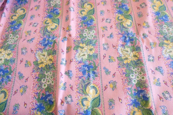 1970's Vintage Pink Flowers in Stripes Print Thin Light - Etsy