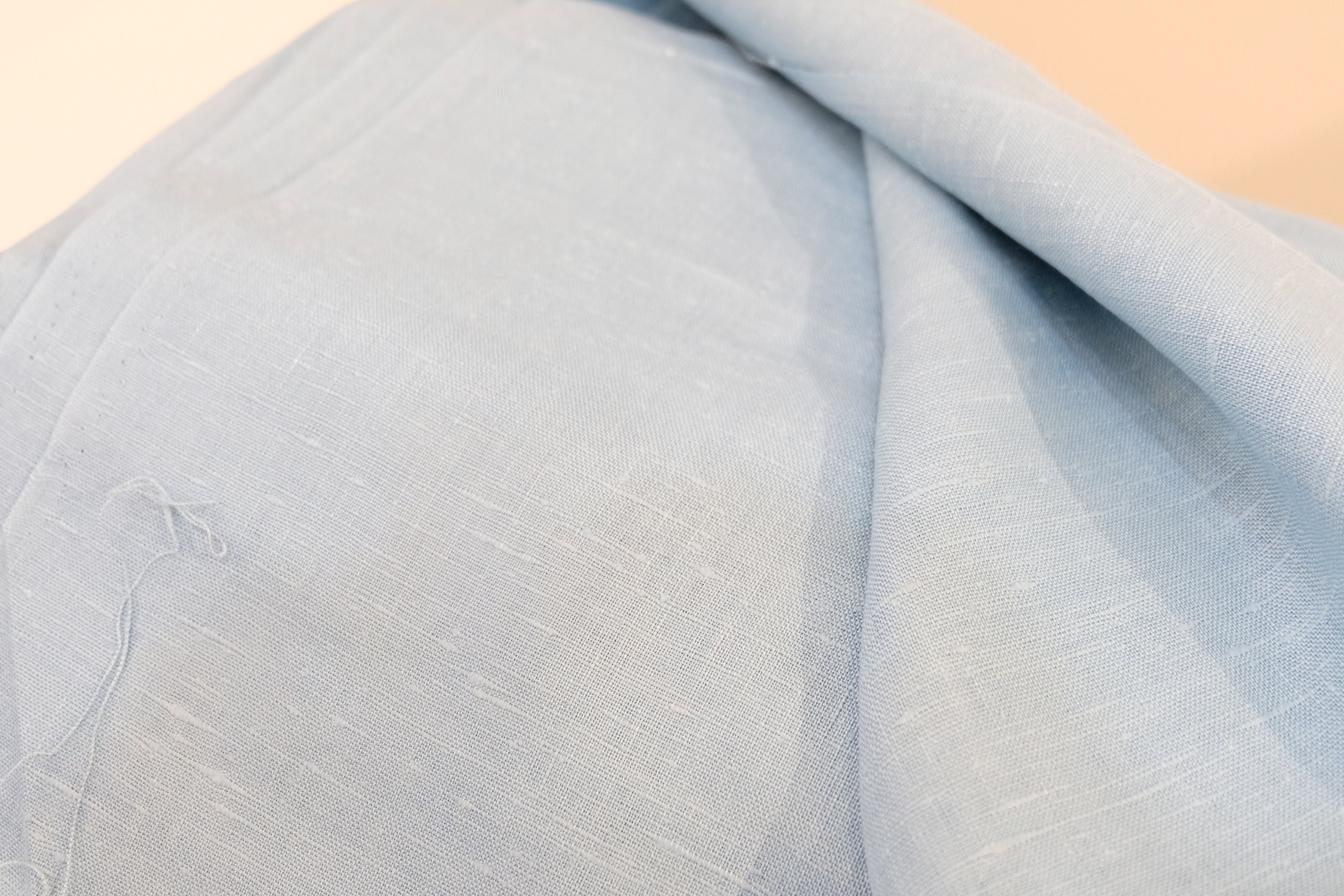 1960's Vintage Aqua Blue Slubbed Texture Woven Rayon Linen White ...