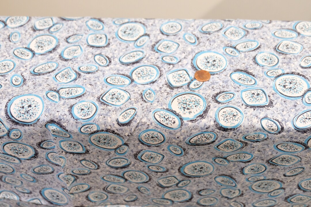 1950's Vintage Grey White Turquoise Black Nifty Fifties Novelty Print ...