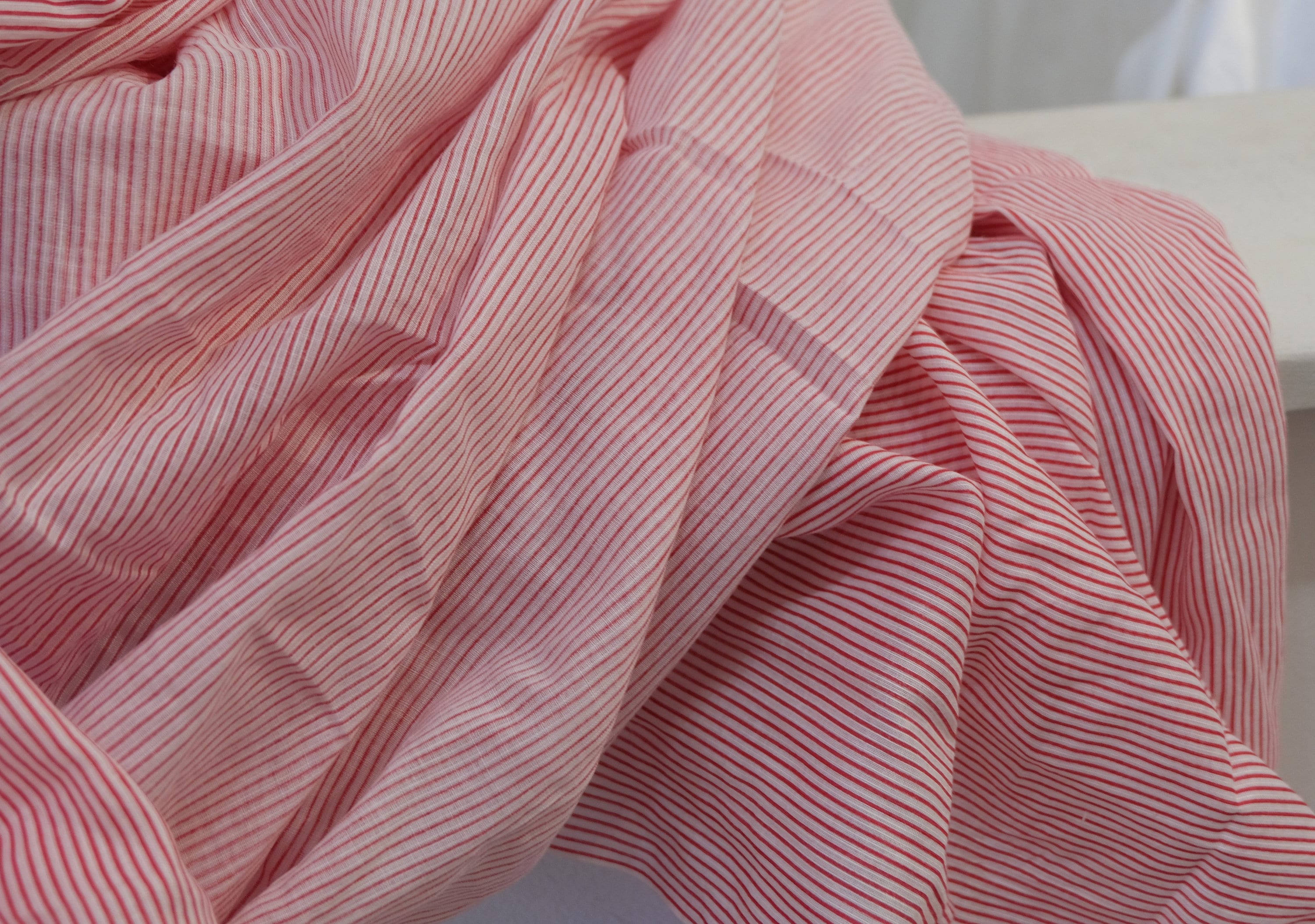 1950's Vintage Red & White Striped Print Very Light Cotton Candy ...