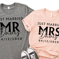 Just Married Matching Couple Tees Wedding Apparel, Bride Groom Shirts ...
