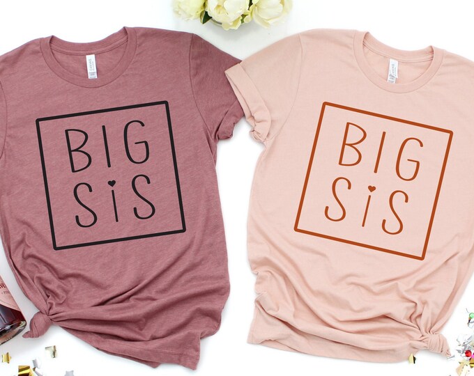 Big Sister Little Sister Shirt Set, Big Sister Reveal T-shirt, Baby Announcement Tee, Big Sis ...