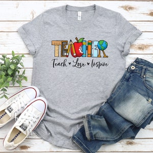 Teacher Love Shirt, Teach Love Inspire Shirt, Cute Teacher Shirt ...