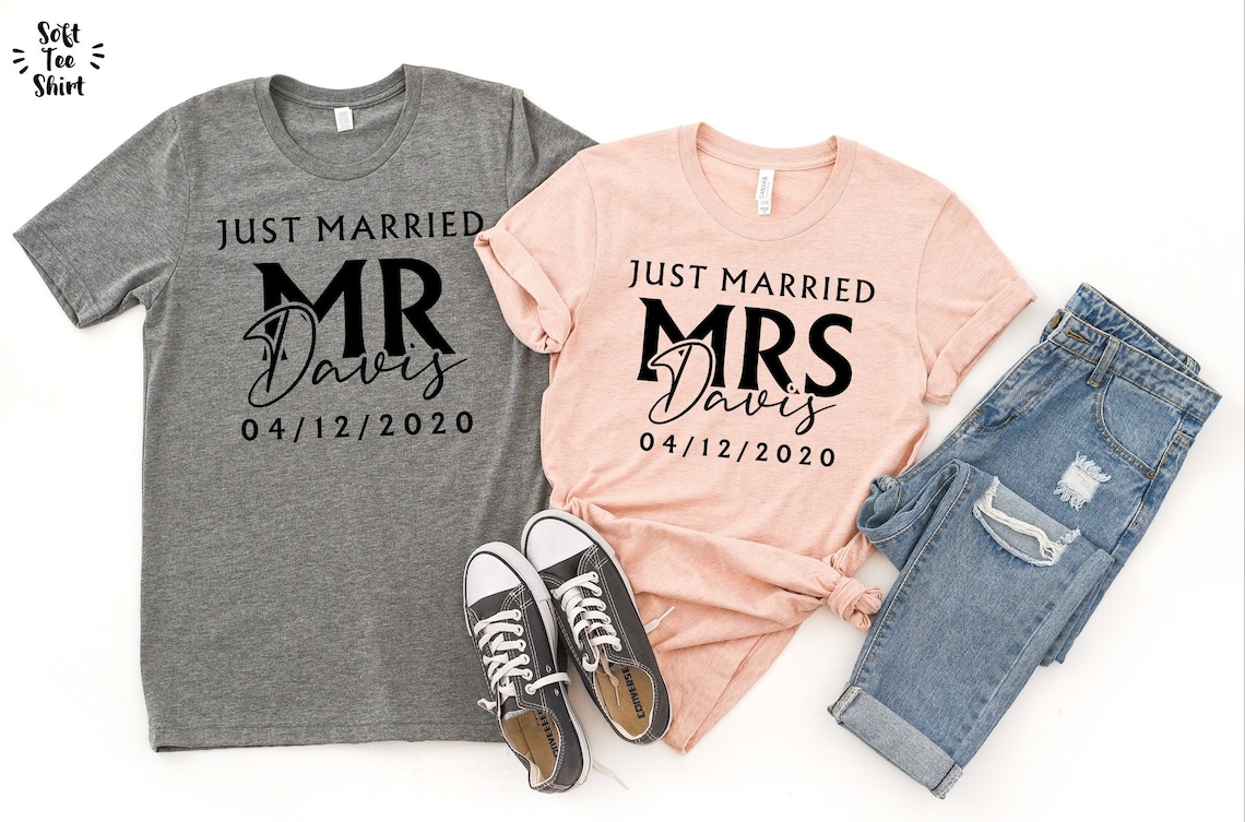 Mr And Mrs Shirts Just Married Shirt Honeymoon Shirt Etsy