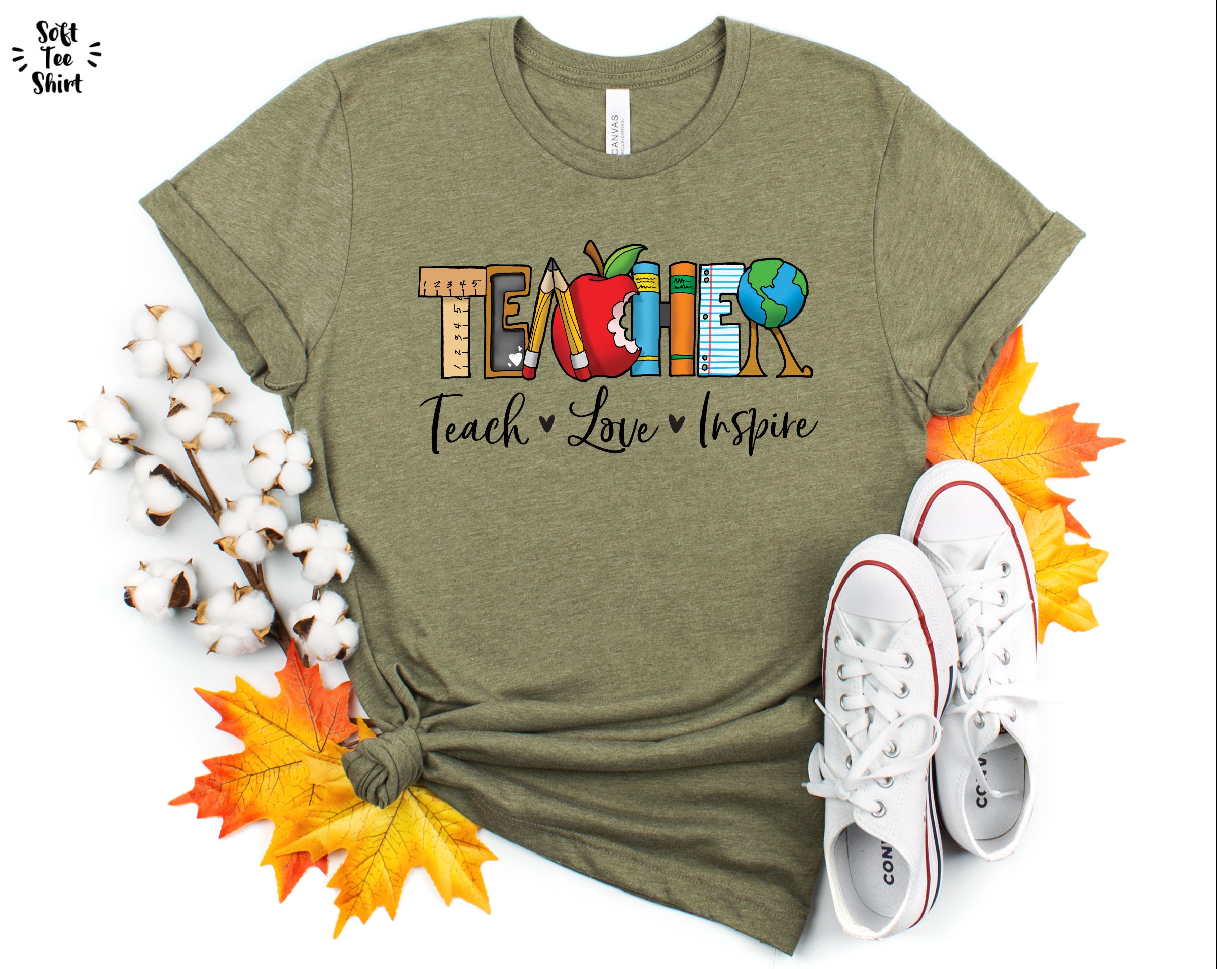 Teacher Love Shirt, Teach Love Inspire Shirt, Cute Teacher Shirt ...