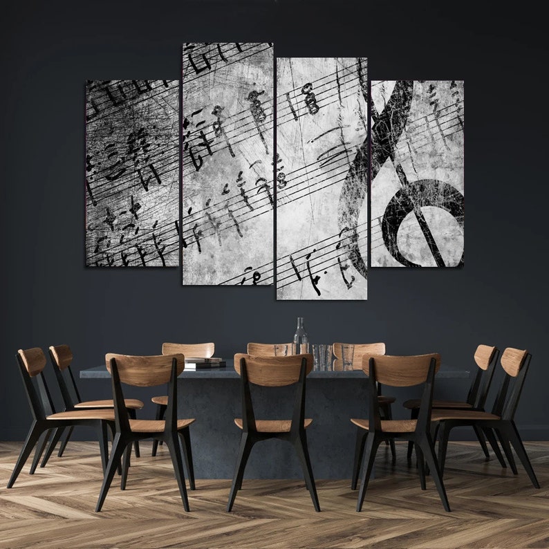 Black and White Wall Art Music Note Art Music Canvas Art | Etsy