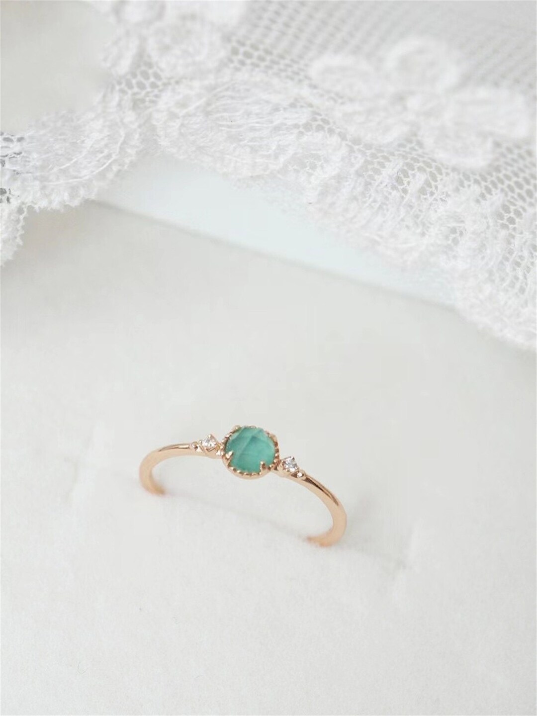 Dainty Nature Amazonite Ring Teal Blue Ring Gold Minimalist - Etsy