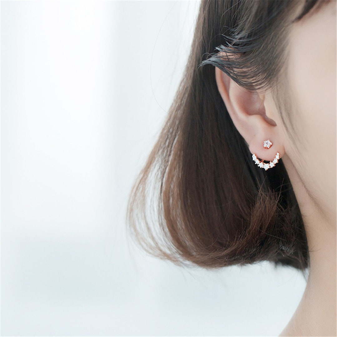 Sterling Silver Ear Jackets Front Back Earrings Ear Crawler - Etsy