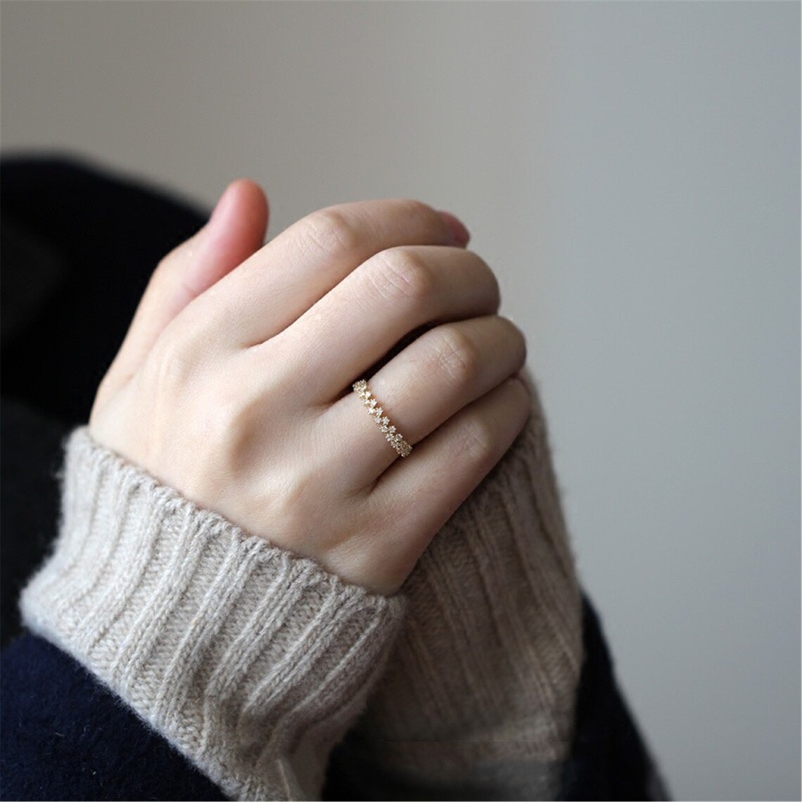 Simple Dainty Ring Cubic Zirconia Ring Gold Minimalist Ring | Etsy